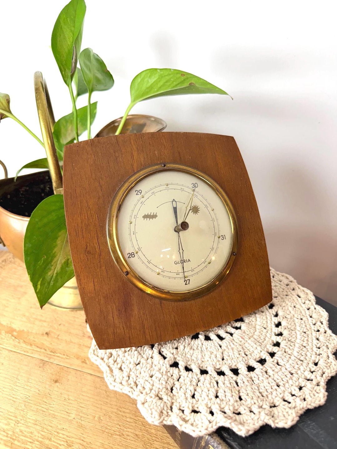 Vintage Gloria Wood Barometer | Mid Century Modern Weather Station ...