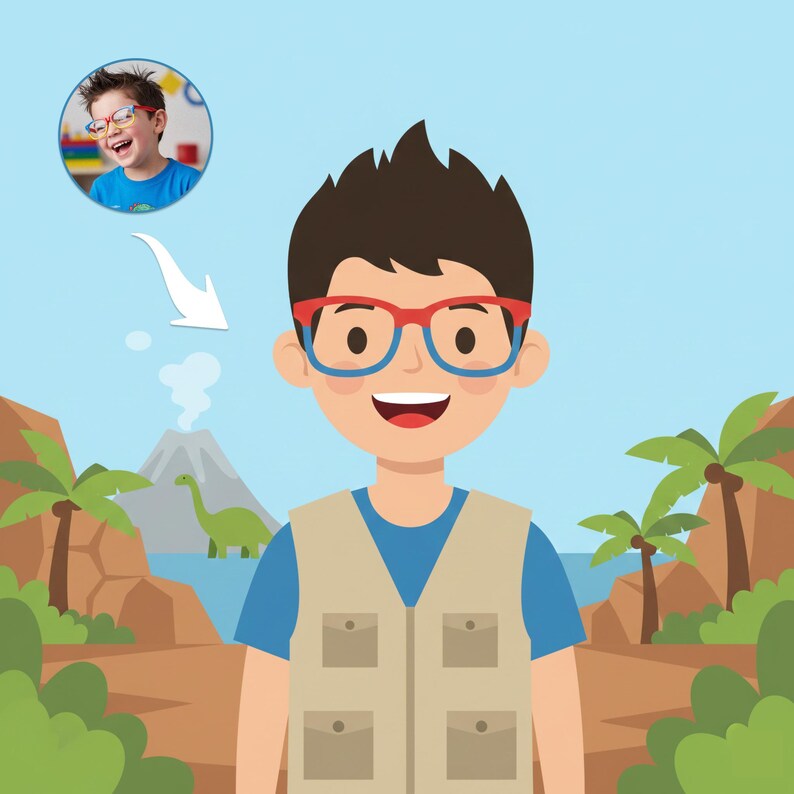 Custom Kids Explorer Portrait From Photo | Turn Child Into Cartoon ...