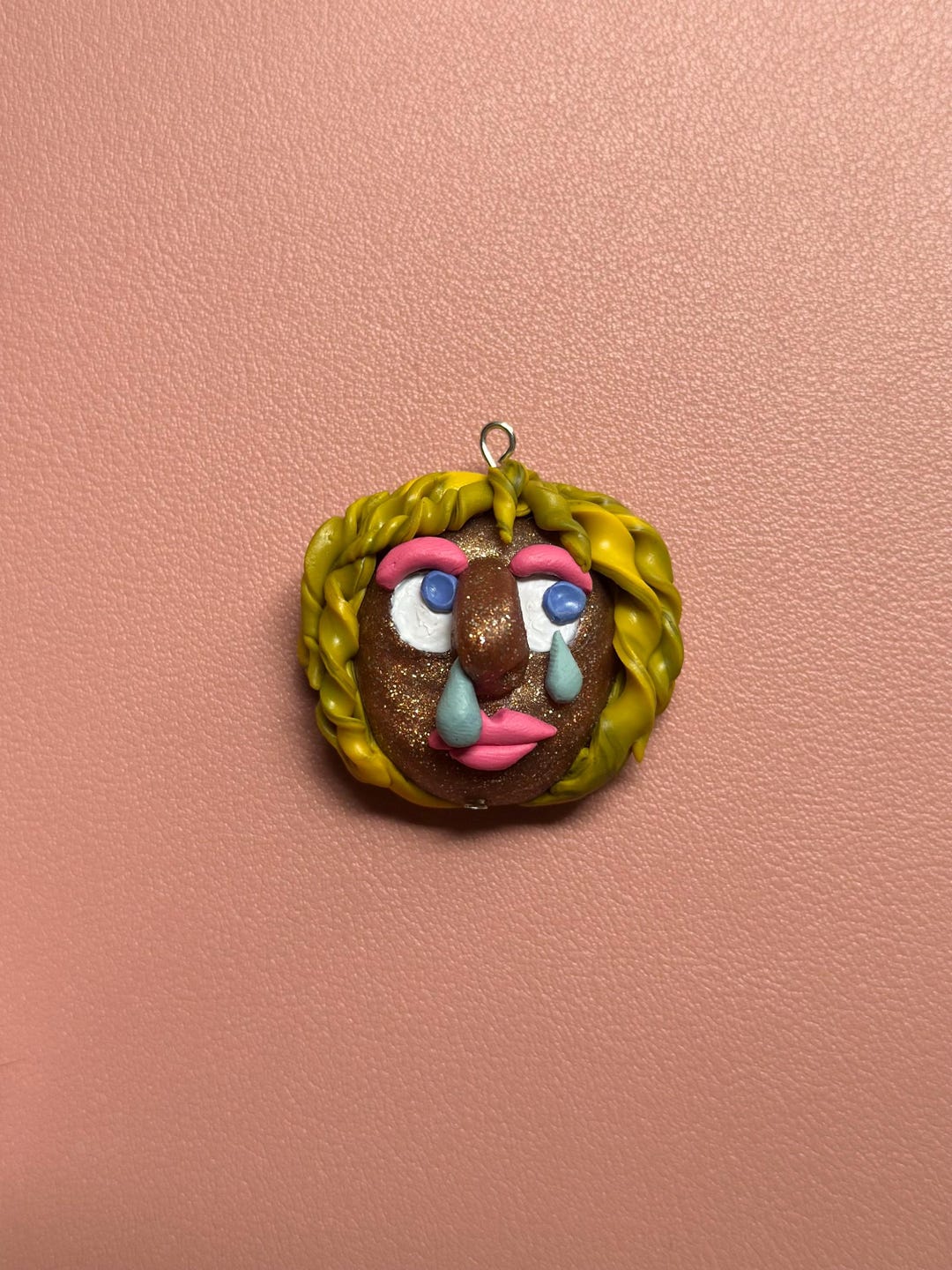 Handmade Polymer Clay Pendant: Sad Girl Crying Face Charm - Etsy