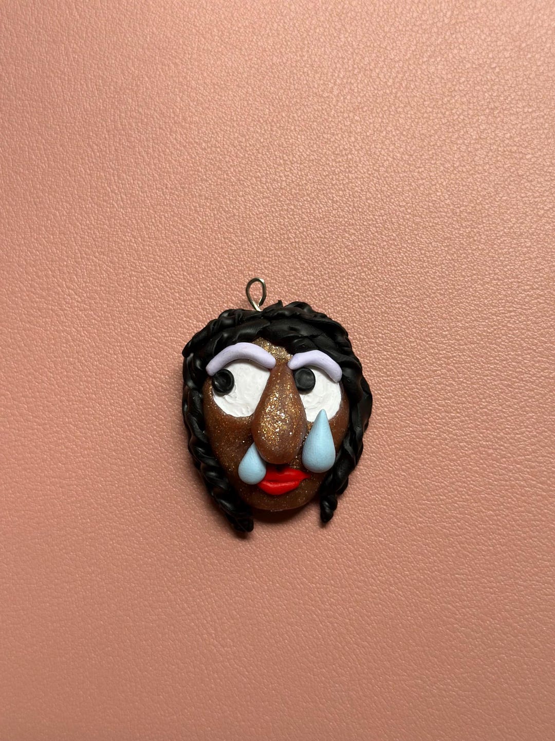 Handmade Polymer Clay Sad Face Pendant: Alt Fashion Jewelry - Etsy