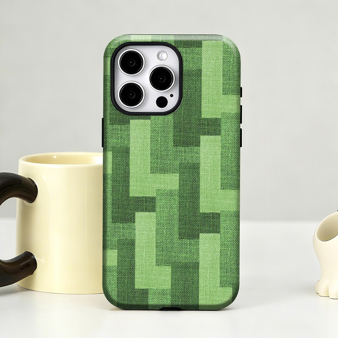 Pixelated Creeper Design Phone Case, iPhone 17 16 15 14 13 12 11 Plus ...