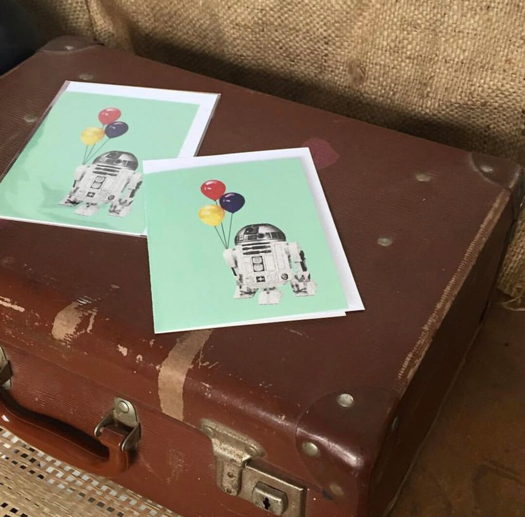 R2D2 Birthday Card Hand Drawn Blank Card - Etsy