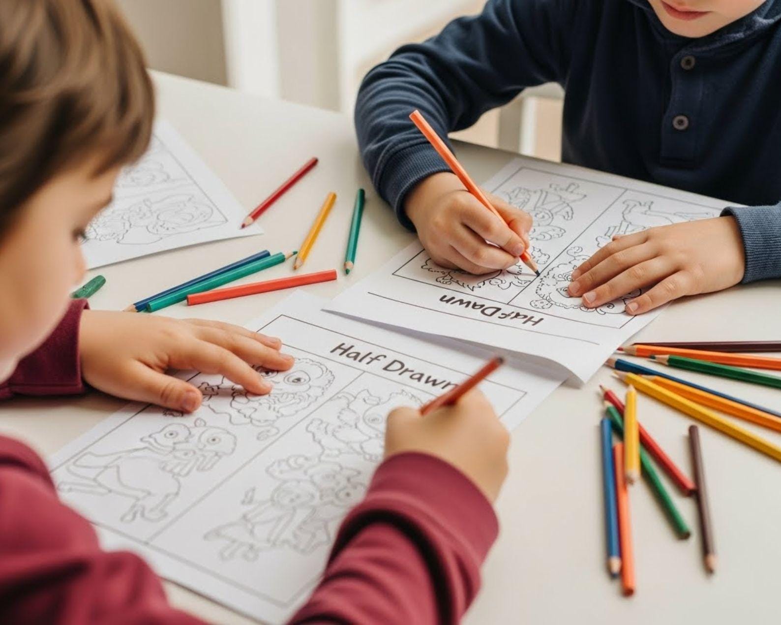 100 Half Drawn Coloring Pages| 2 in 1 Activity for Kids |instant ...
