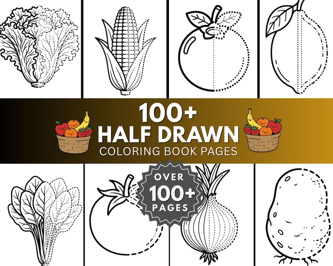 100 Half Drawn Coloring Pages| 2 in 1 Activity for Kids |instant ...