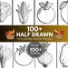 100 Half Drawn Coloring Pages| 2 in 1 Activity for Kids |instant ...