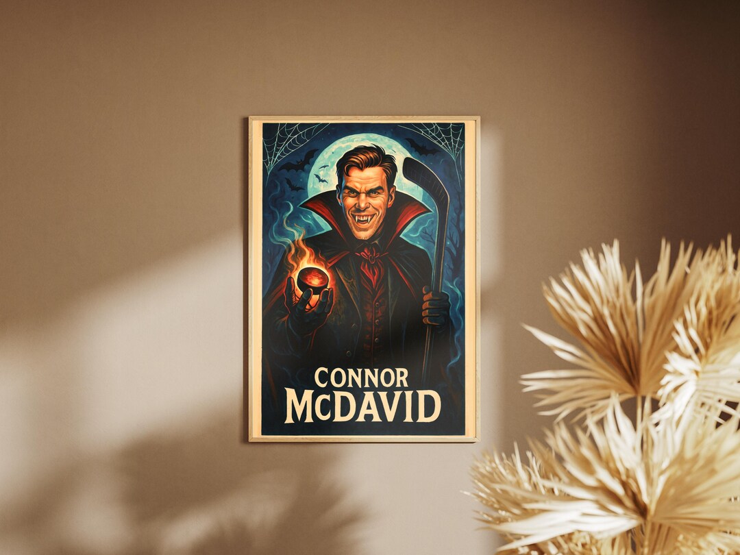 Connor Mcdavid Vampire Halloween Poster | Spooky Hockey Art Print ...