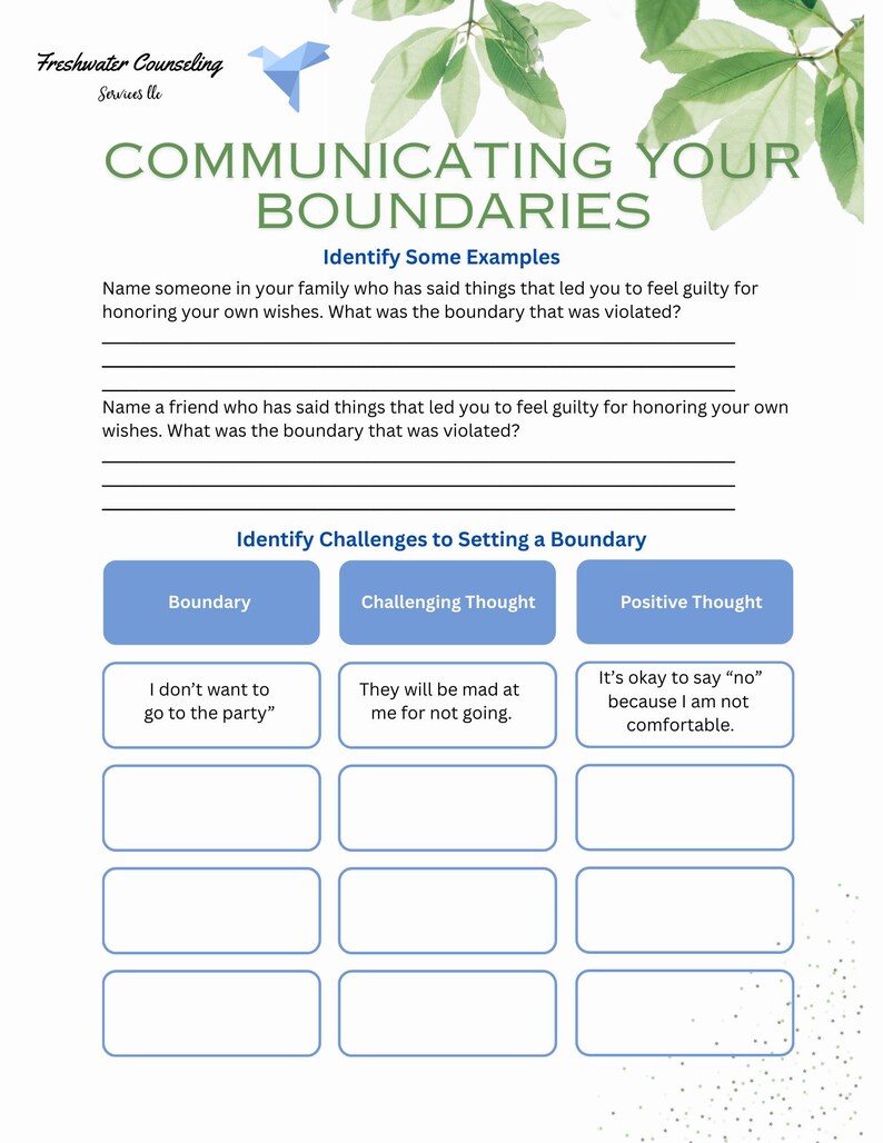 How to Set Boundaries Worksheets - Etsy