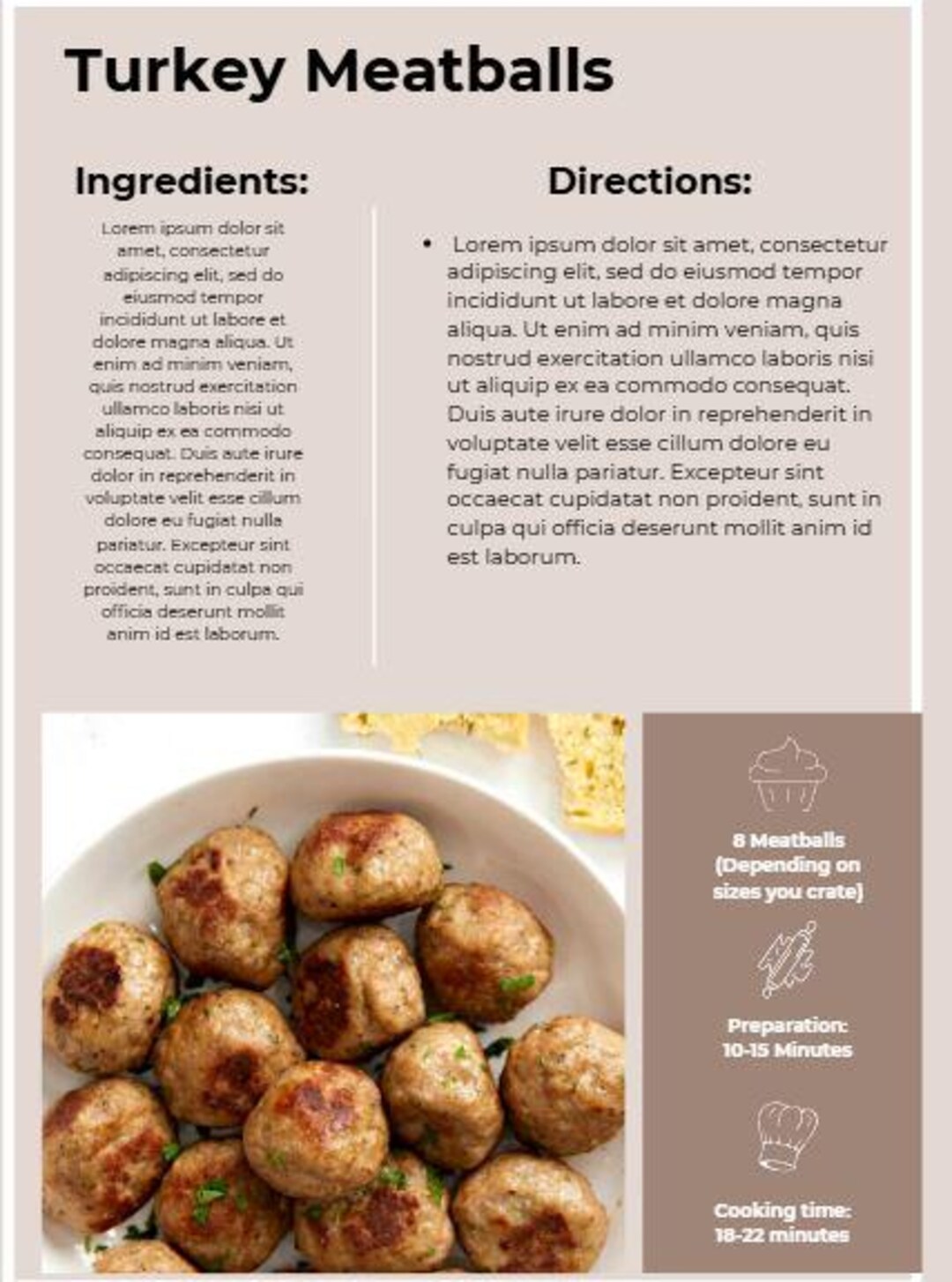 Printable Recipe Card | Turkey Meatballs | Instant Digital Download - Etsy