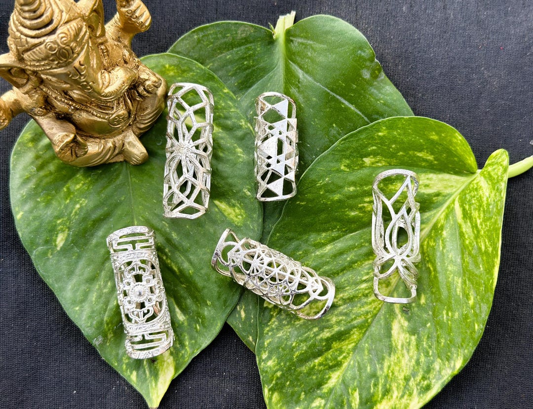 Dread Cuffs Set 5 Piece Silver Colour Adjustable Brass Dreadlock Cuff ...