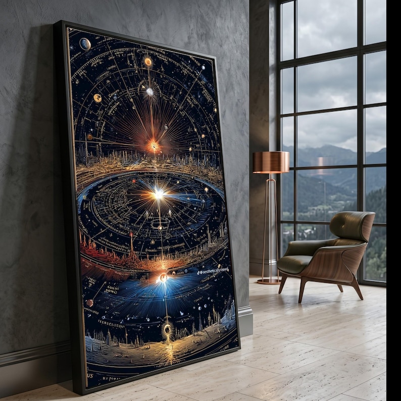 Cosmic Astronomy Chart Canvas, Solar System Wall Art, Scientific ...