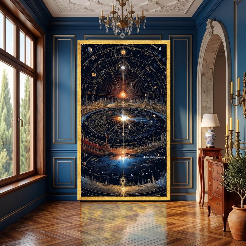 Cosmic Astronomy Chart Canvas, Solar System Wall Art, Scientific ...