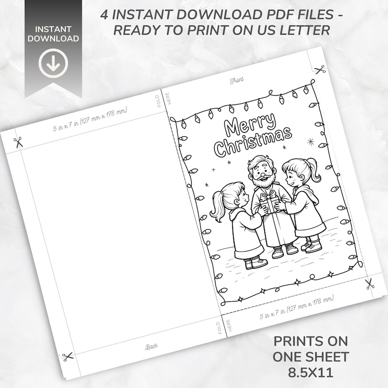 Pastor Christmas Coloring Cards for Kids, Printable Thank You Cards ...