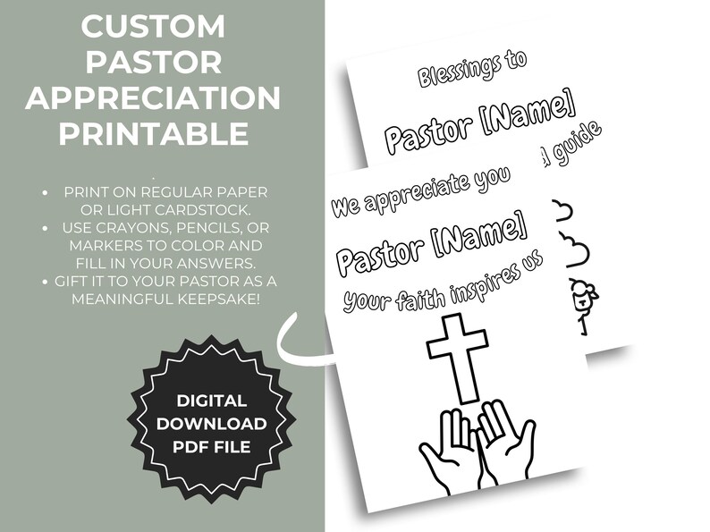Custom Pastor Appreciation Coloring Pages | Christian Kids Activity ...