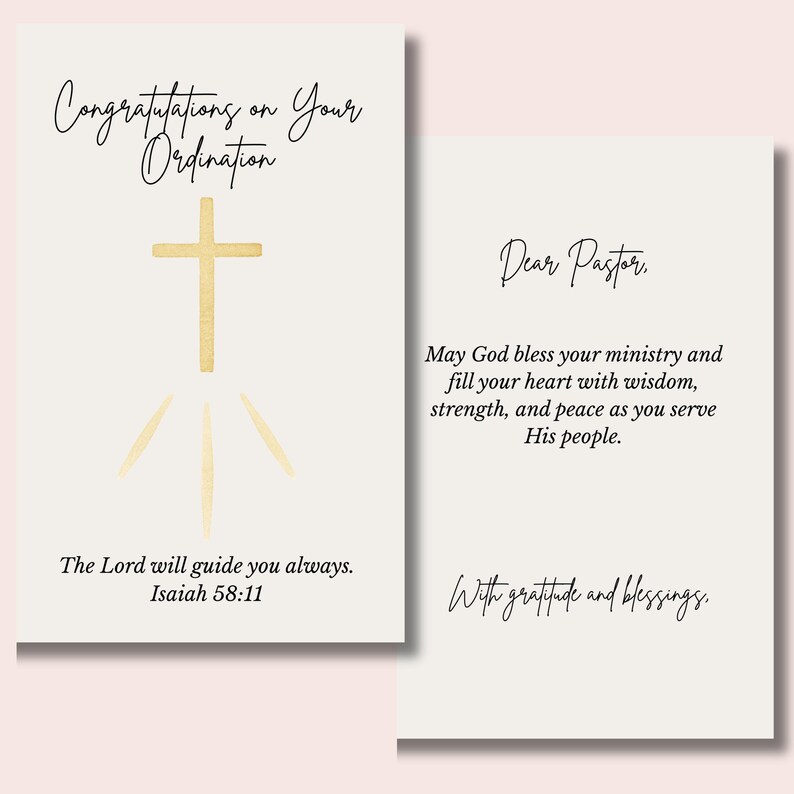 Pastor Ordination Cards -pastor Installation Card Bundle - Set of 3 ...