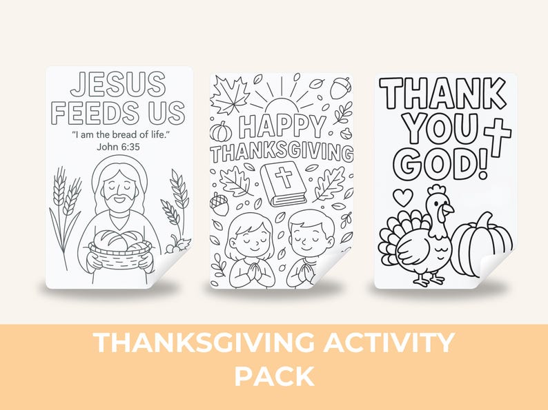 Christian Thanksgiving Coloring Pages for Kids, Gratitude Pack, 7-day ...