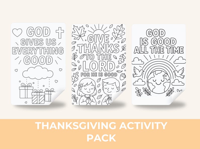 Christian Thanksgiving Coloring Pages for Kids, Gratitude Pack, 7-day ...
