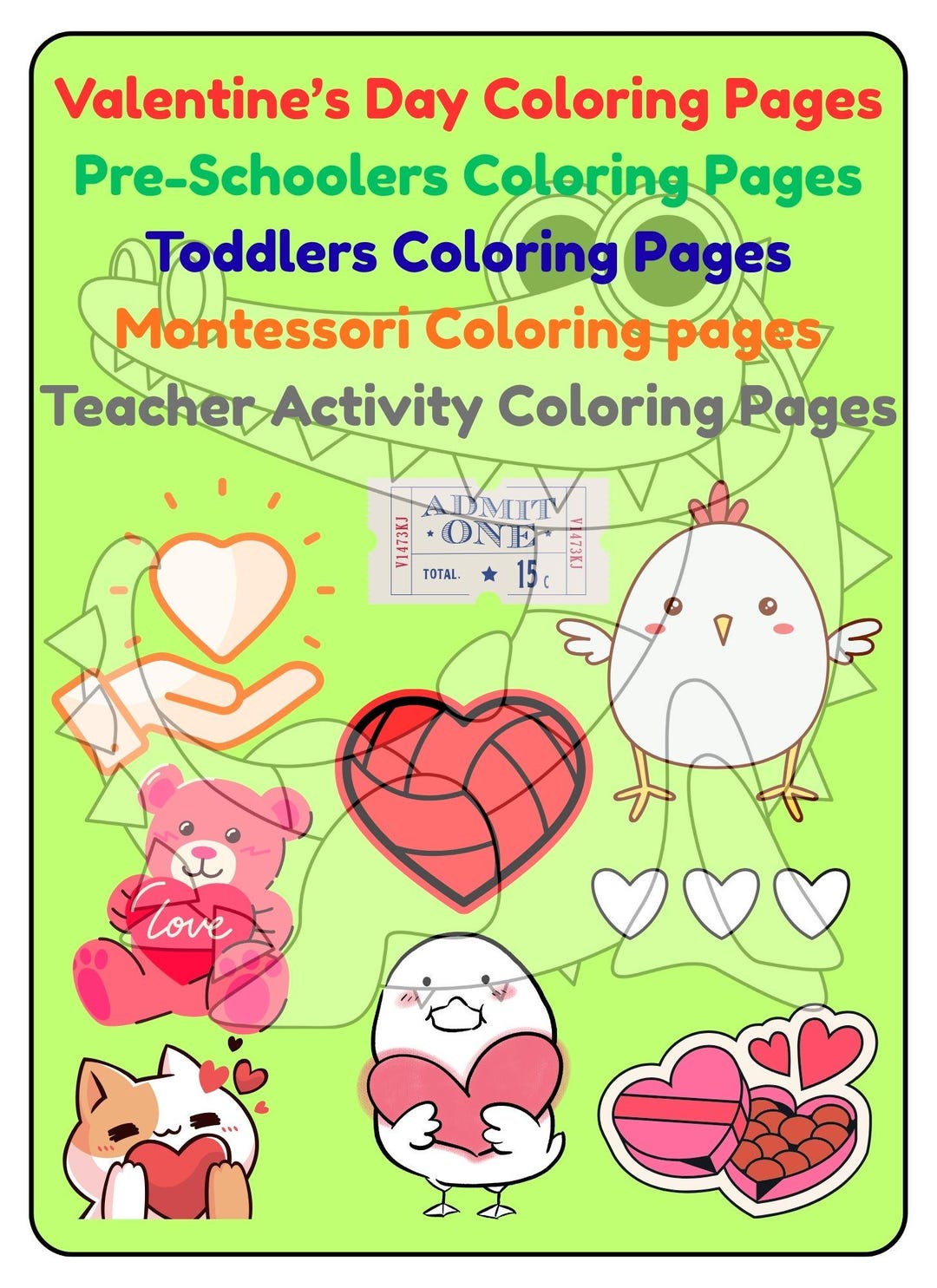 Valentine's Day Coloring Pages | Toddler & Preschool Activity (PDF ...