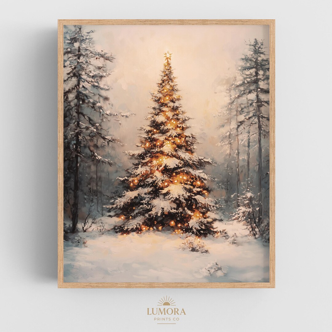 Snowy Christmas Tree in Forest Art (digital Download) - Etsy
