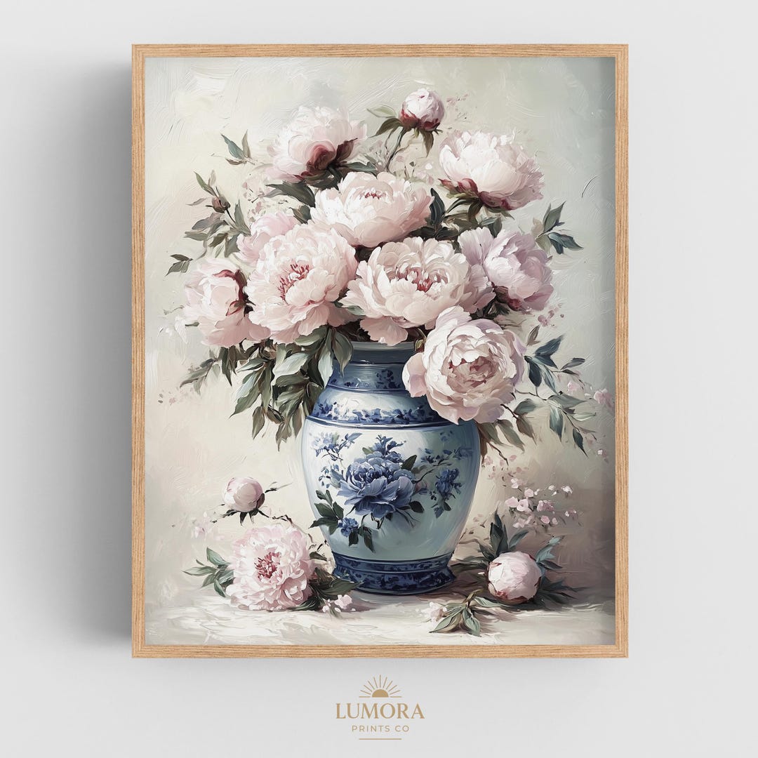 Peony Vase Wall Art, Floral Still Life Painting (digital Download) - Etsy