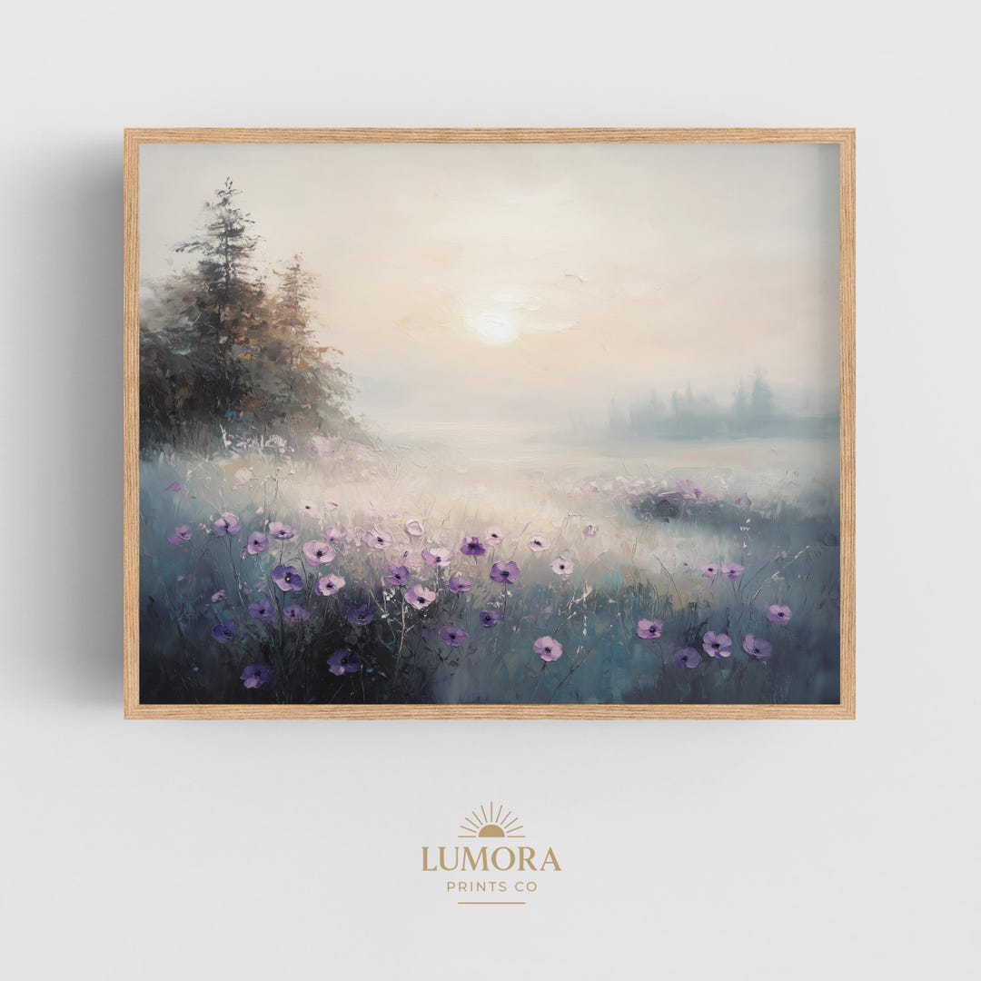 Lavender Wildflower Field Art, Dreamy Cottagecore Decor (digital ...