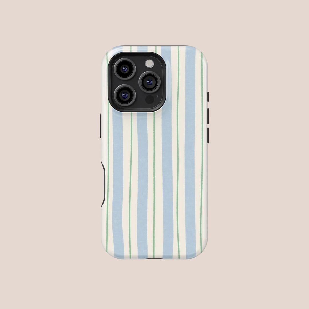 Blue and Green Hand-painted Stripes Phone Case,retro Irregular Stripes ...