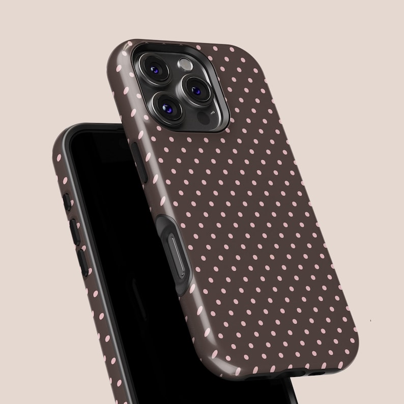 Retro Brown and Pink Polka Dots Phone Case,y2k Classic Dotted Cover ...