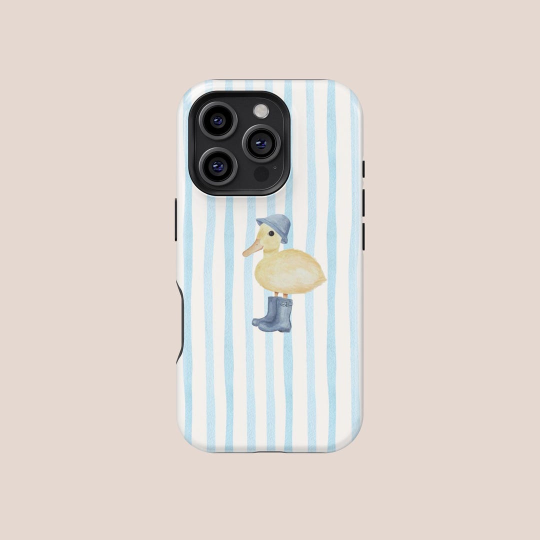 Cartoon Duck Phone Case,watercolor Blue and White Hand-painted Vertical ...