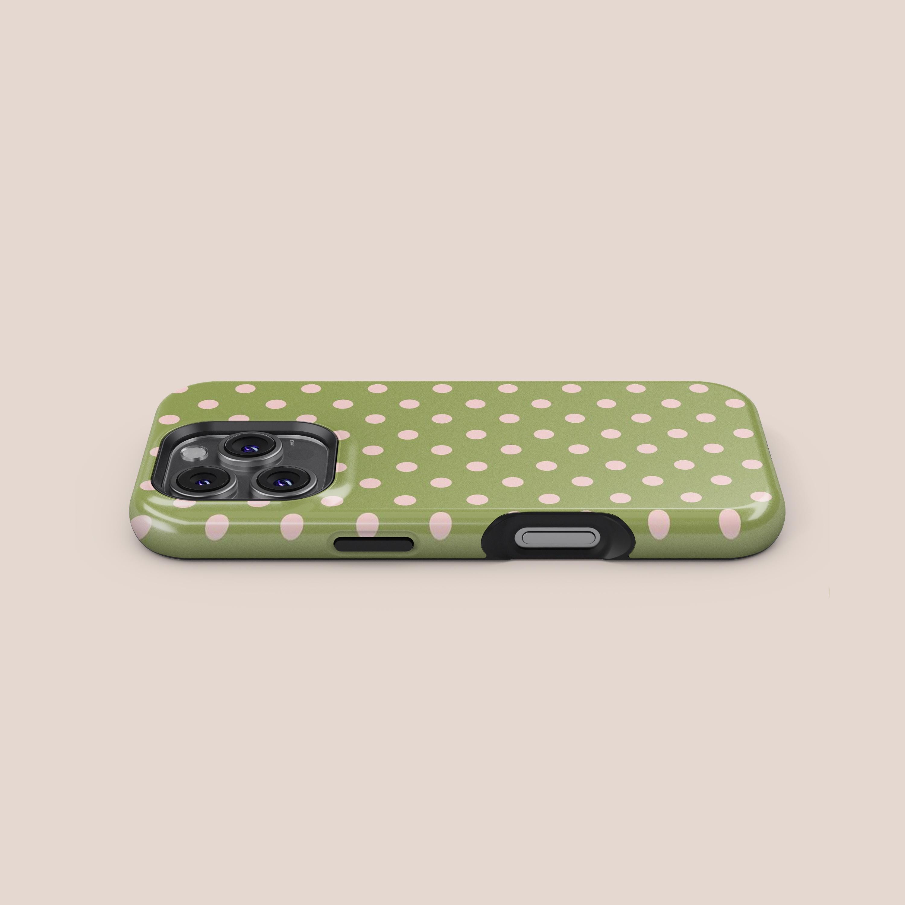 Olive Green With Pink Polka Dots Phone Case,retro Sweet,simple and Cute ...