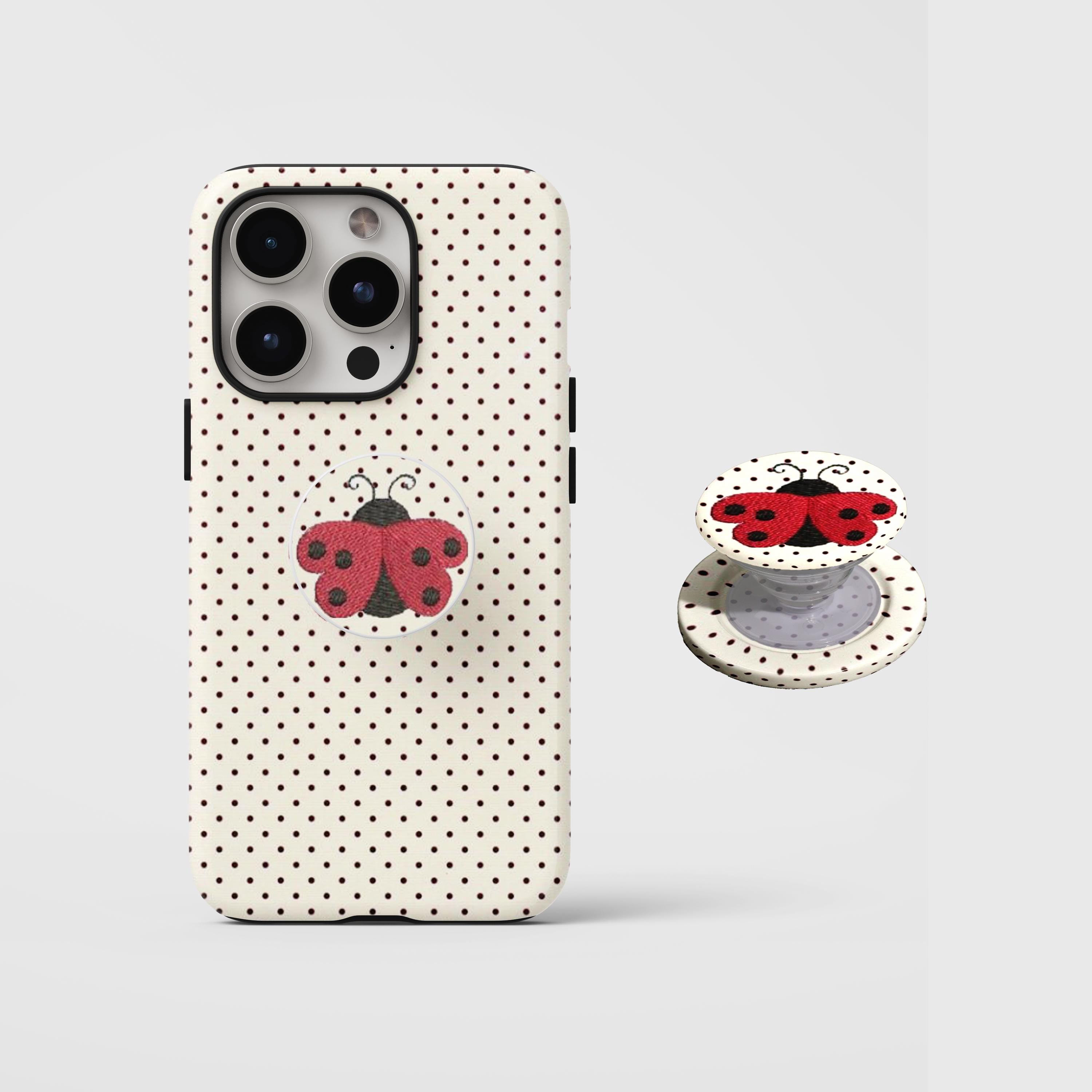 Off-white and Dark Brown Polka Dots Phone Case,cute Embroidered ...