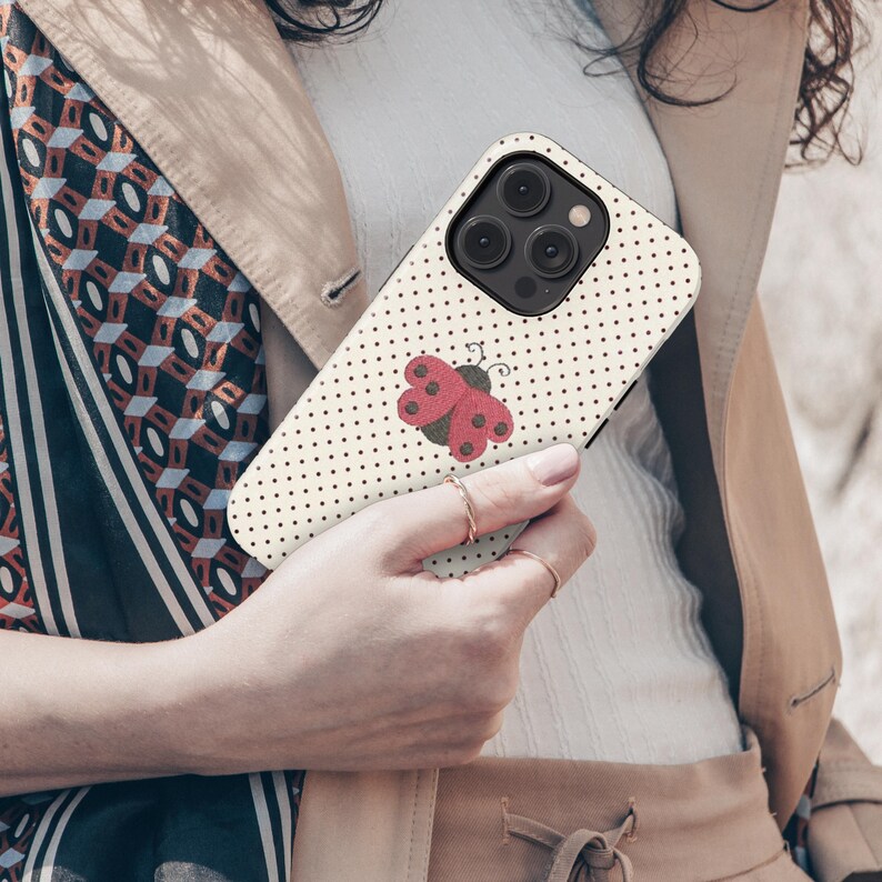 Off-white and Dark Brown Polka Dots Phone Case,cute Embroidered ...
