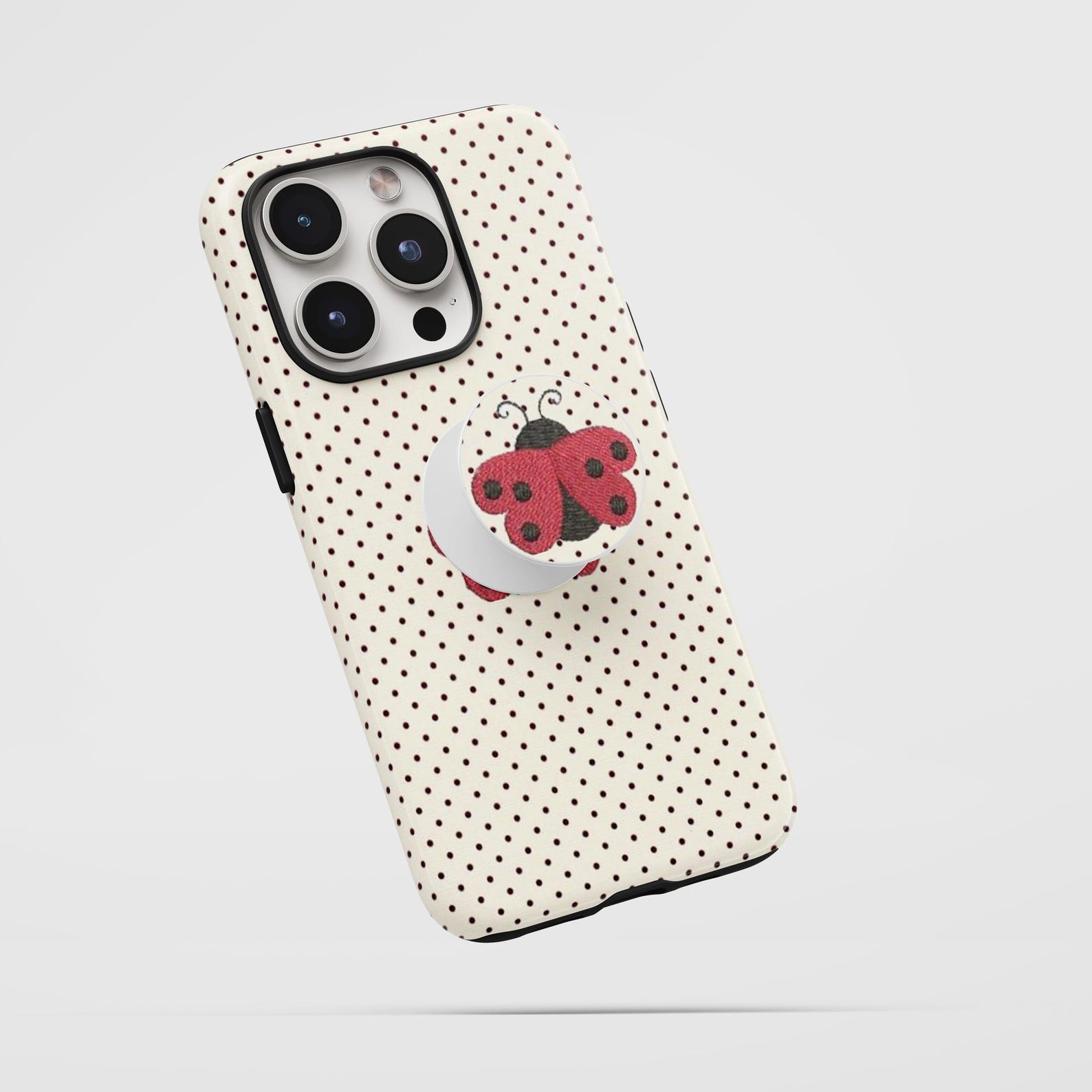 Off-white and Dark Brown Polka Dots Phone Case,cute Embroidered ...