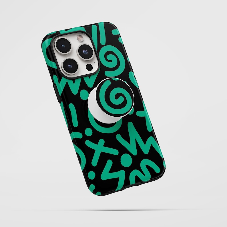 Teal Abstract Doodle Line Phone Case,minimal Street Art Print,for ...