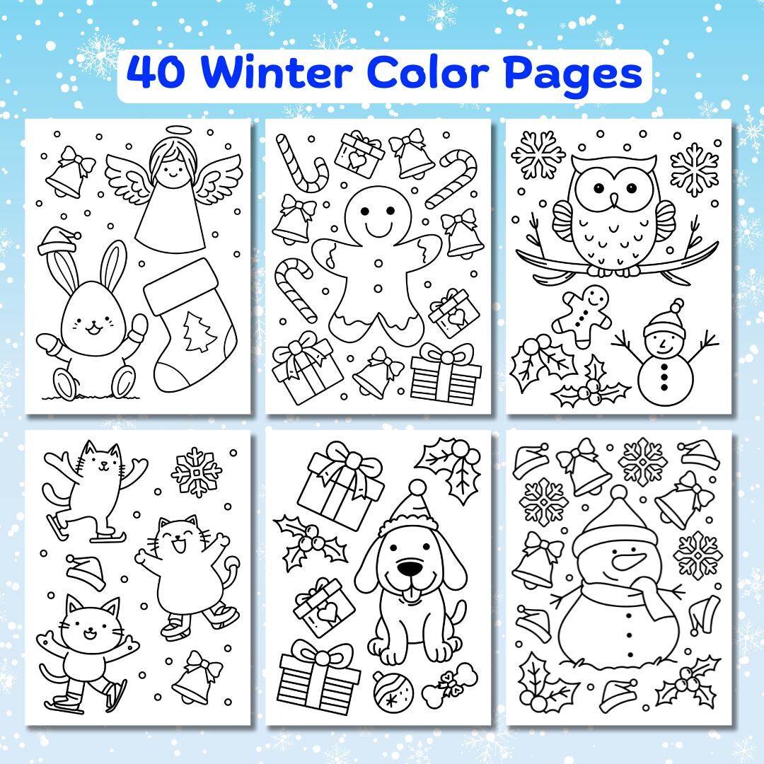 Cozy Winter/christmas Color Book: Kids Winter Activity Sheets (PDF ...