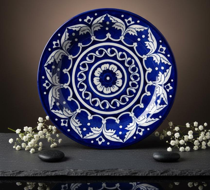 43 Piece Artisan Blue and White Ceramic Dinnerware | Ramadan & Wedding ...