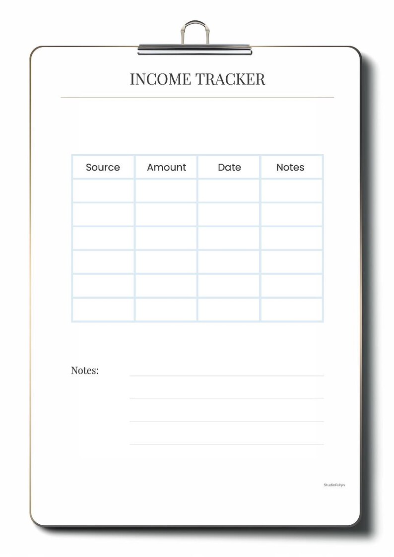 Income Tracker Printable | Monthly Income Log PDF | Minimal Finance ...