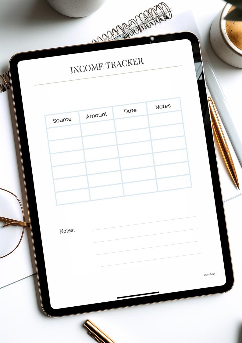 Income Tracker Printable | Monthly Income Log PDF | Minimal Finance ...