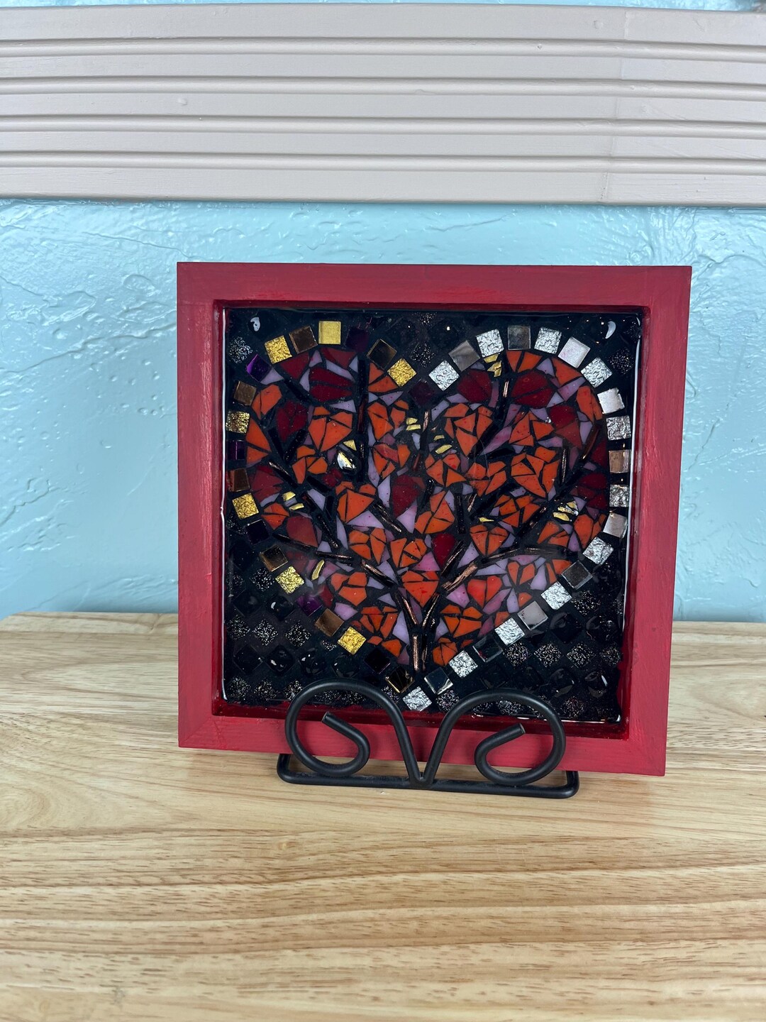 Valentine’s Day Heart Mosaic Art | 8x8 Glass Tile Mosaic | Handmade ...