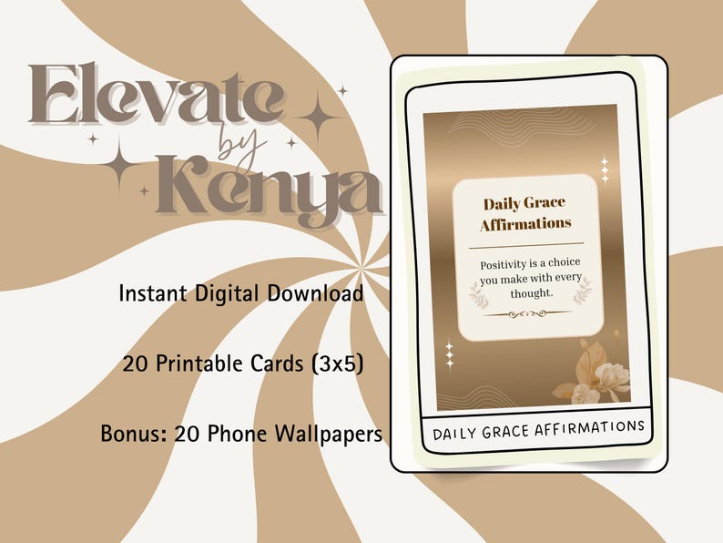 Daily Grace Affirmation Cards | Printable Self-care, Positive Mindset ...