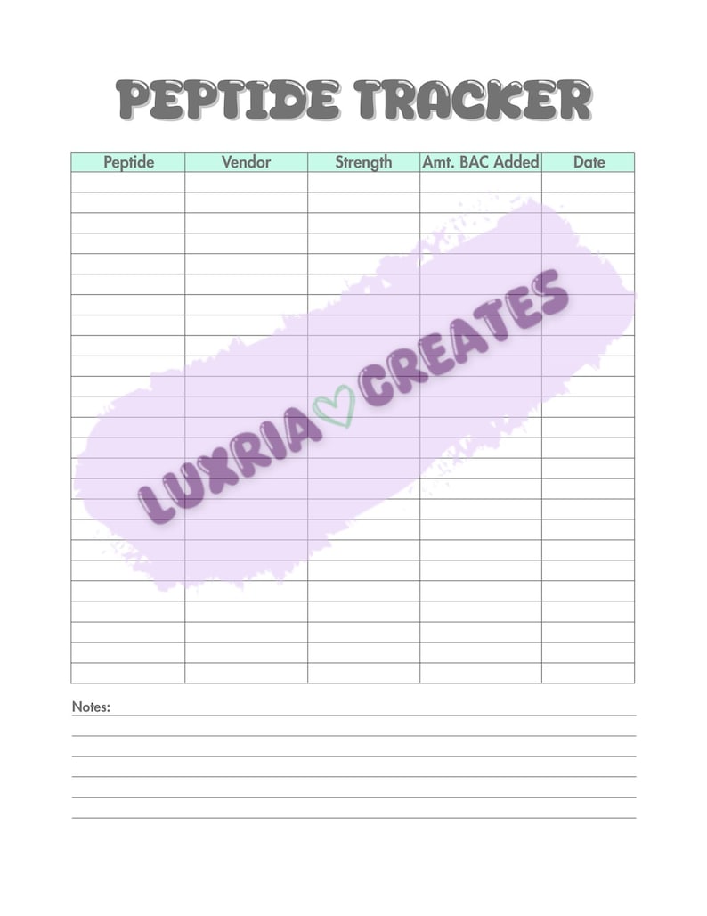 Peptide Tracker Form for Peptide Research and Glp1s Semaglutide ...