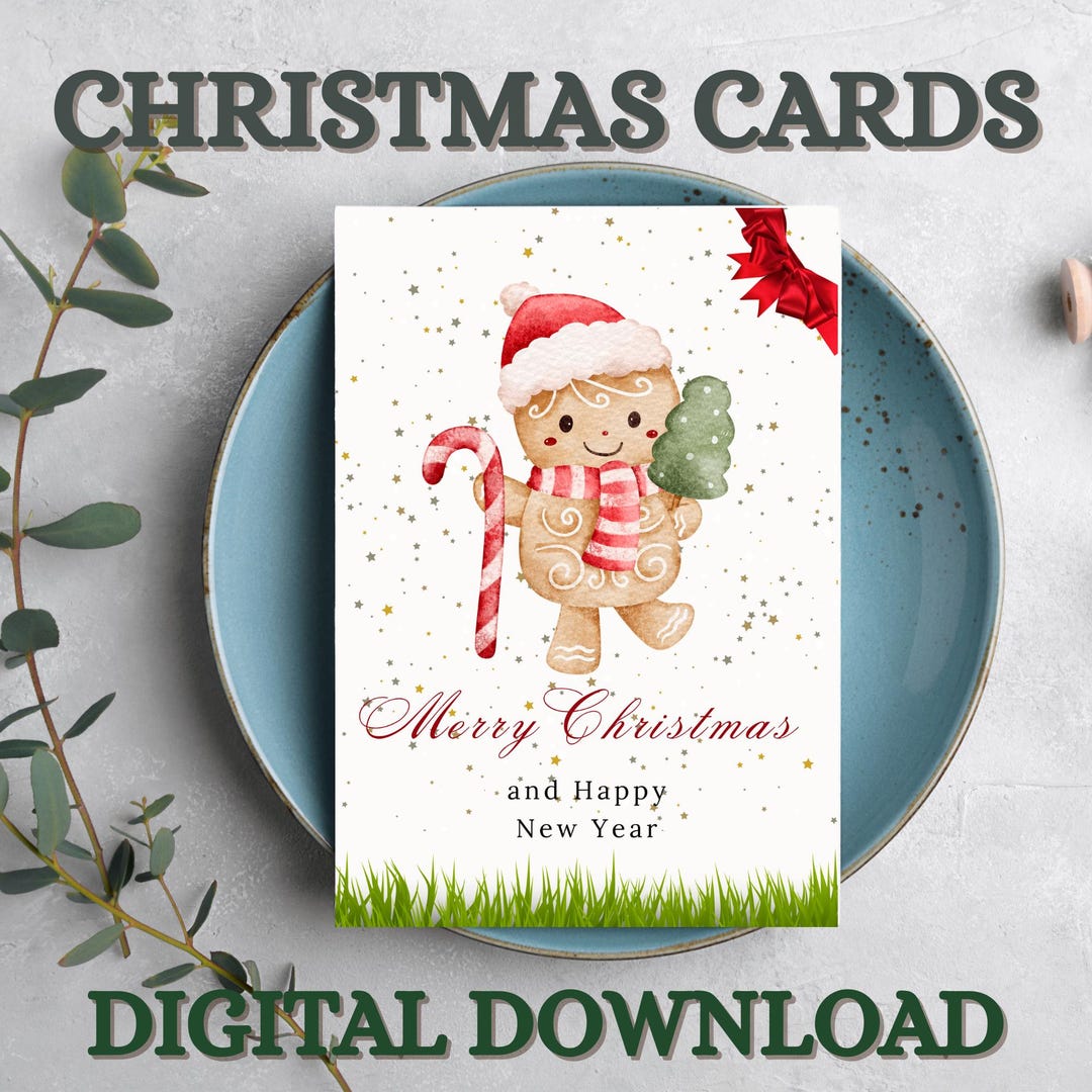 White Green Minimalist Candy Stick Merry Christmas Card - Etsy