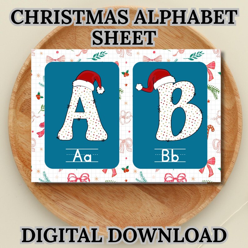 Christmas ABC Alphabet Flashcards – Blue & White Grid Educational Kids ...