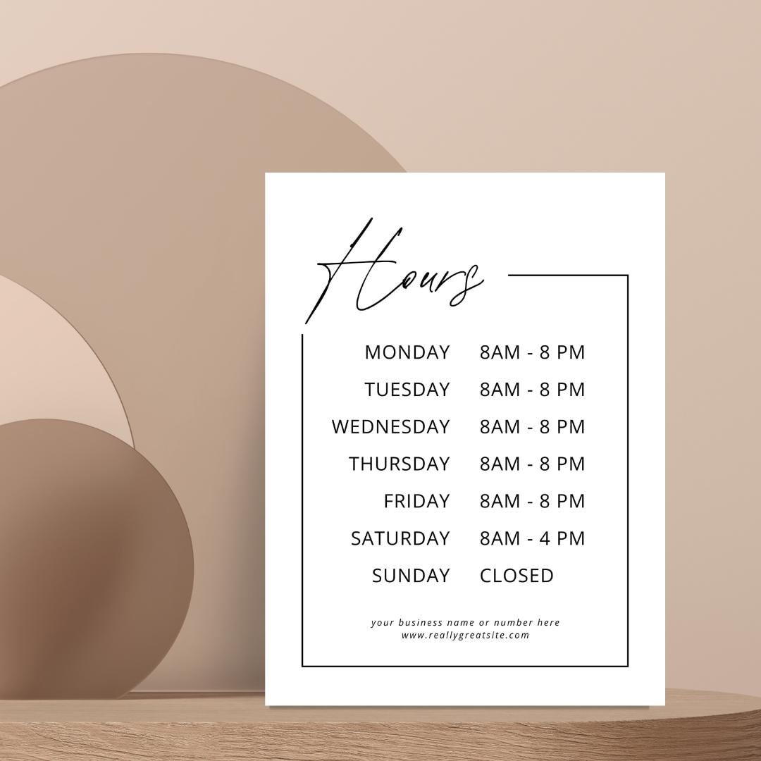 Custom Business Hours Sign | Printable Store Hours | Small Business ...