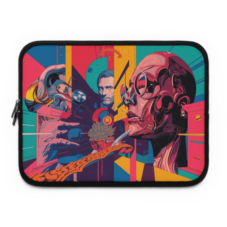 Cyber Surrealism Portrait Laptop Sleeve | Futuristic Neon Pop Art - Etsy