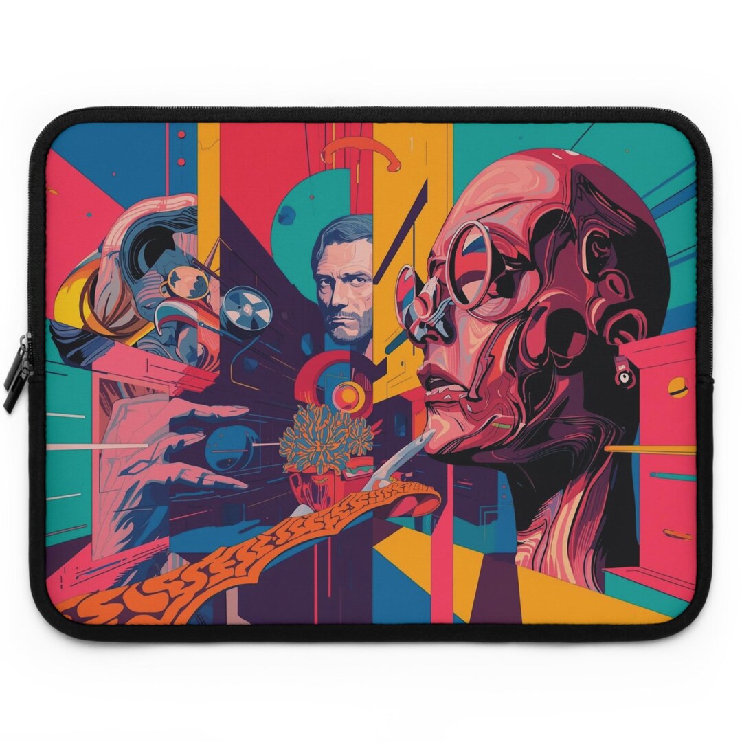 Cyber Surrealism Portrait Laptop Sleeve | Futuristic Neon Pop Art - Etsy