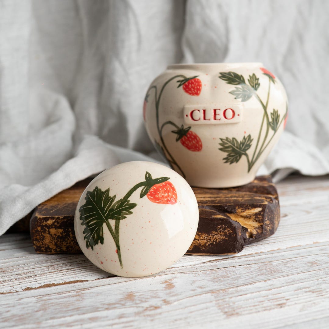 Strawberry Heart-shaped Ceramic Urn: Memorial Keepsake for Pets or ...