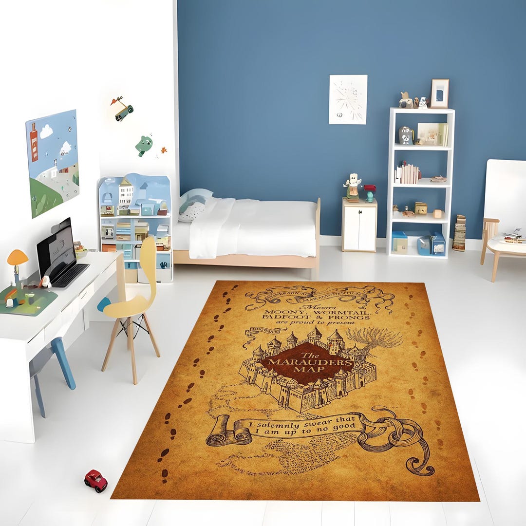 Wizarding World Map Rug: Magic School Castle, Witchcraft Harry Fantasy ...