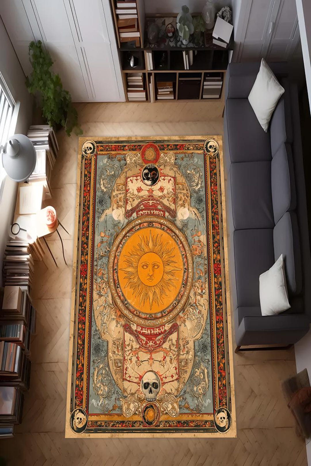 Occult Sun Tarot Rug, Gothic Alchemy Carpet, Esoteric Symbol Living ...