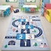 Kids Hopscotch Numbers Rug: Educational Road Game Carpet, Blue Learning ...