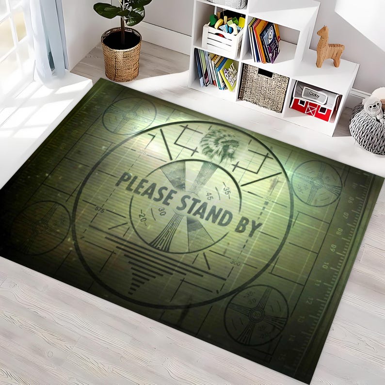 Fallout Gamer Rug: Retro Please Stand by Carpet, Vintage Screen Design ...