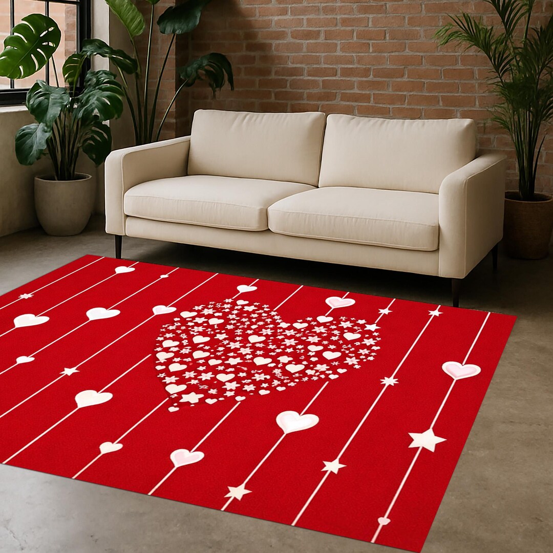 Alfombra de San Valentín con corazones estrellados: alfombra colgante ...
